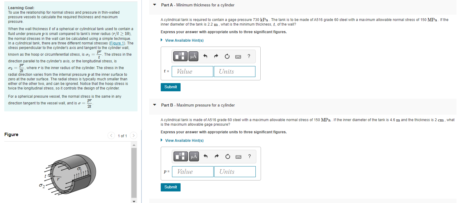Solved A spherical pressure vessel is required to contain 2 | Chegg.com