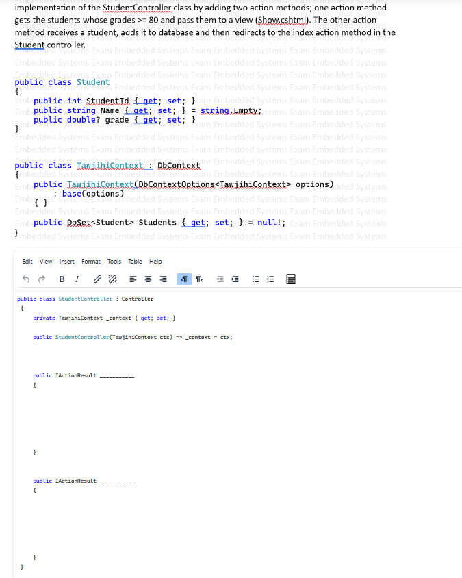 Solved implementation of the StudentController class by | Chegg.com