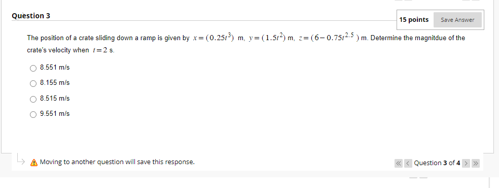 Solved The position of a crate sliding down a ramp is given | Chegg.com
