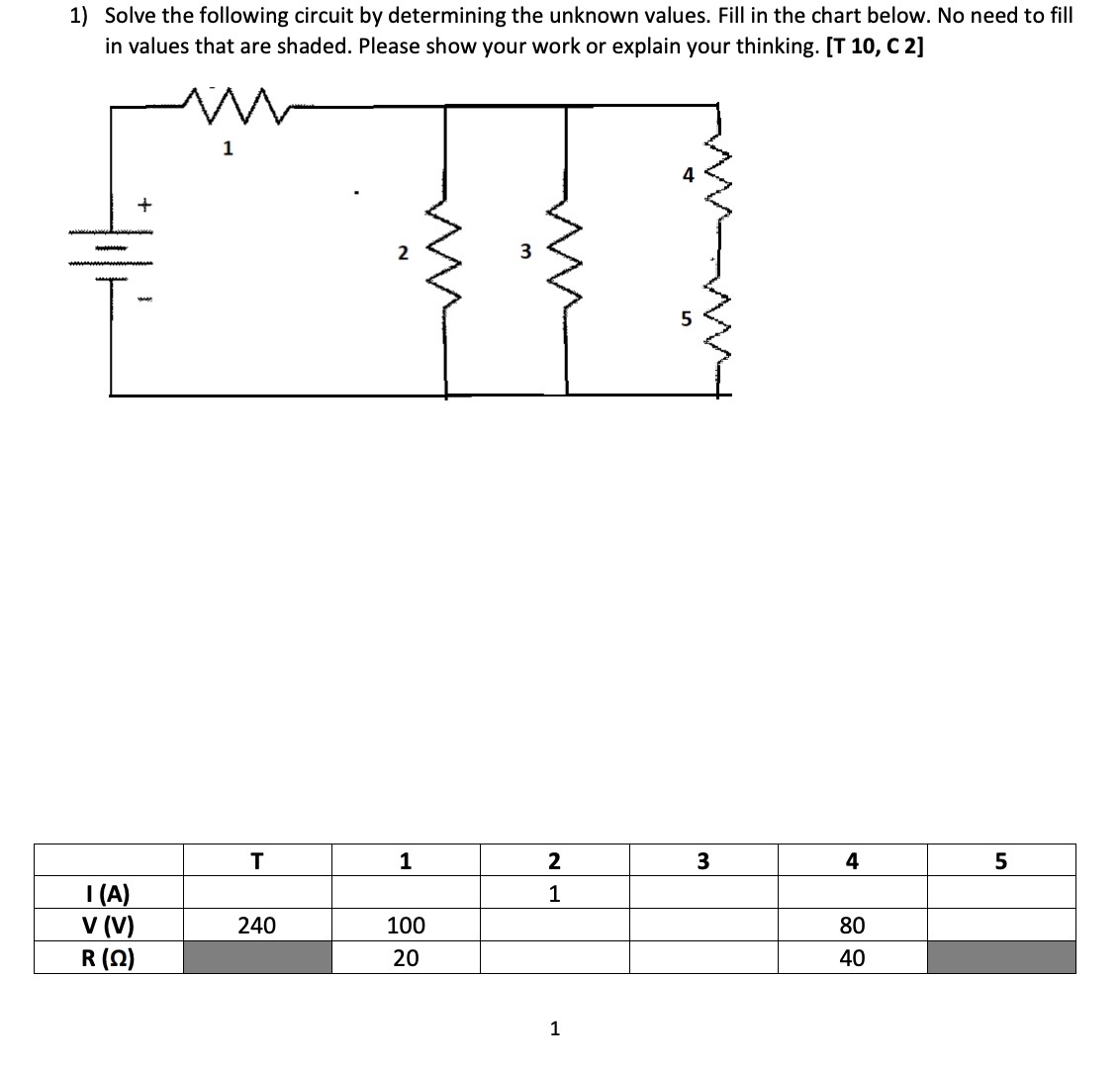 Solved 1) Solve the following circuit by determining the | Chegg.com