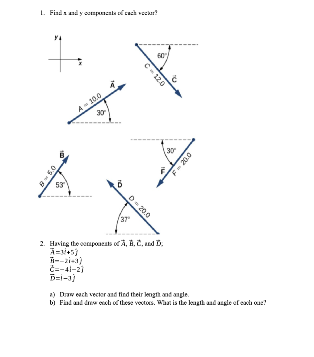 Solved Find x and y components of each vector? | Chegg.com