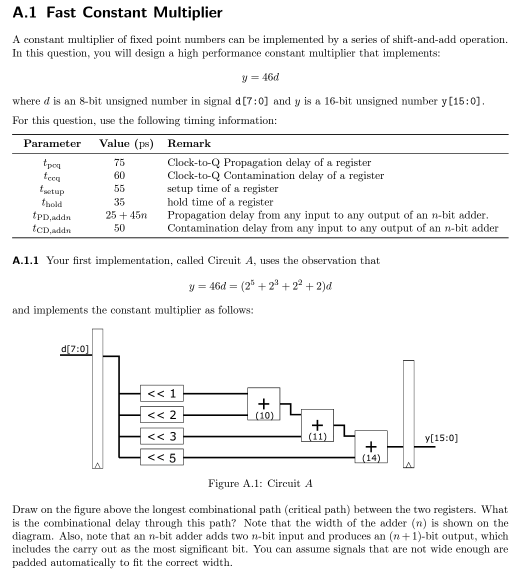 Solved A. 1 ﻿Fast Constant Multiplier (There are two | Chegg.com