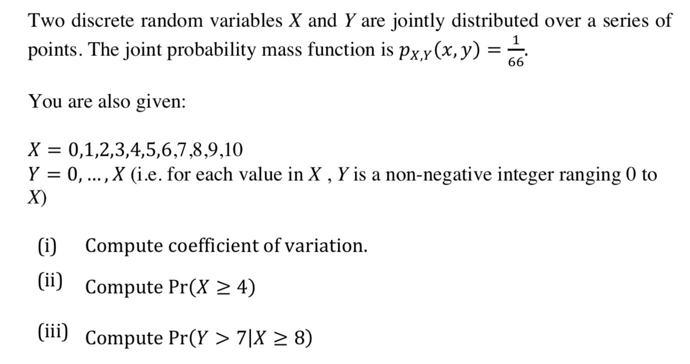 Solved Two discrete random variables X and Y are jointly | Chegg.com