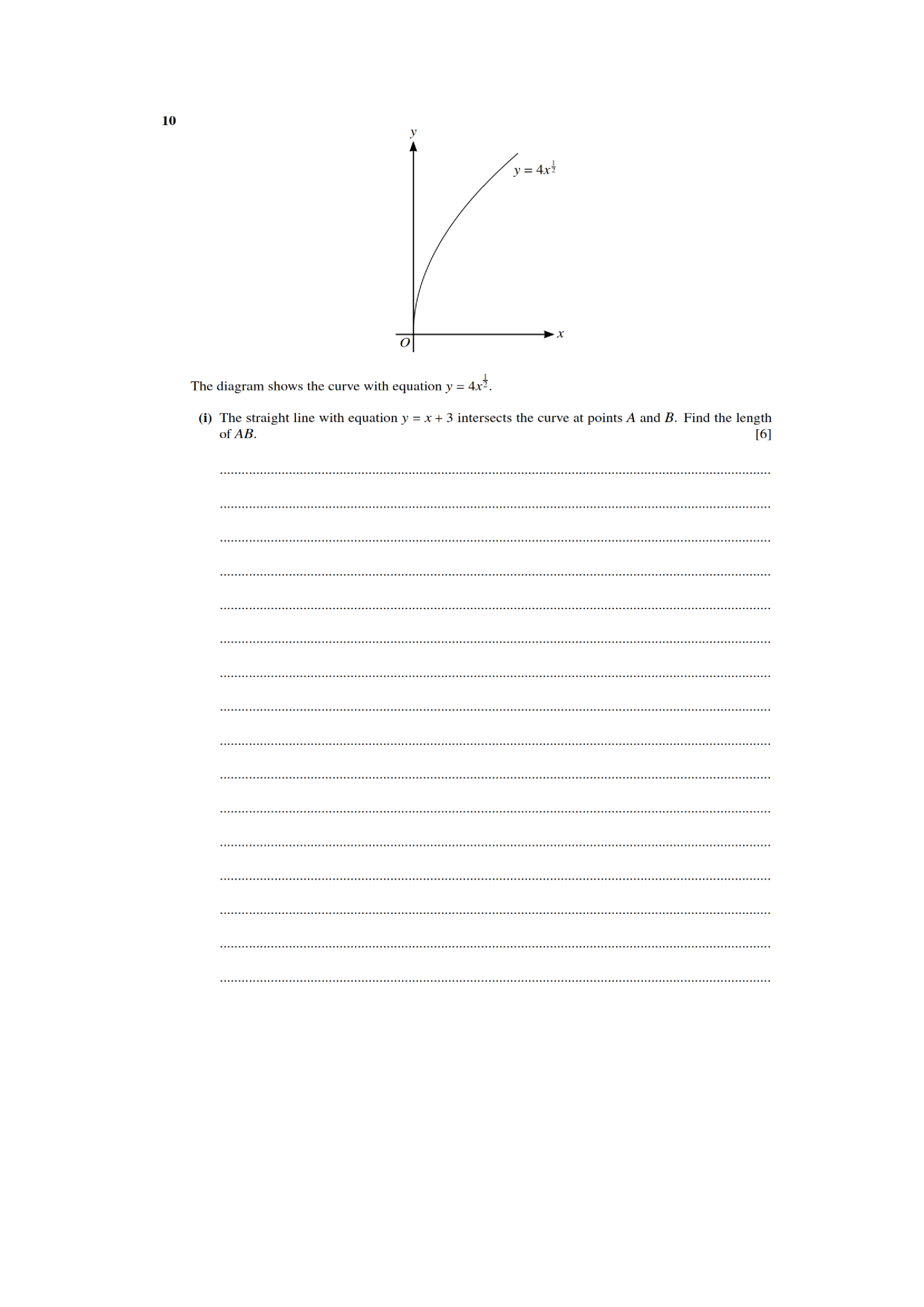 Solved The diagram shows the curve with equation y=4x12.(i) | Chegg.com