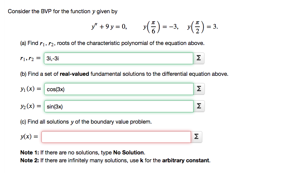 Solved Consider the BVP for the function y given by y" +9y= | Chegg.com
