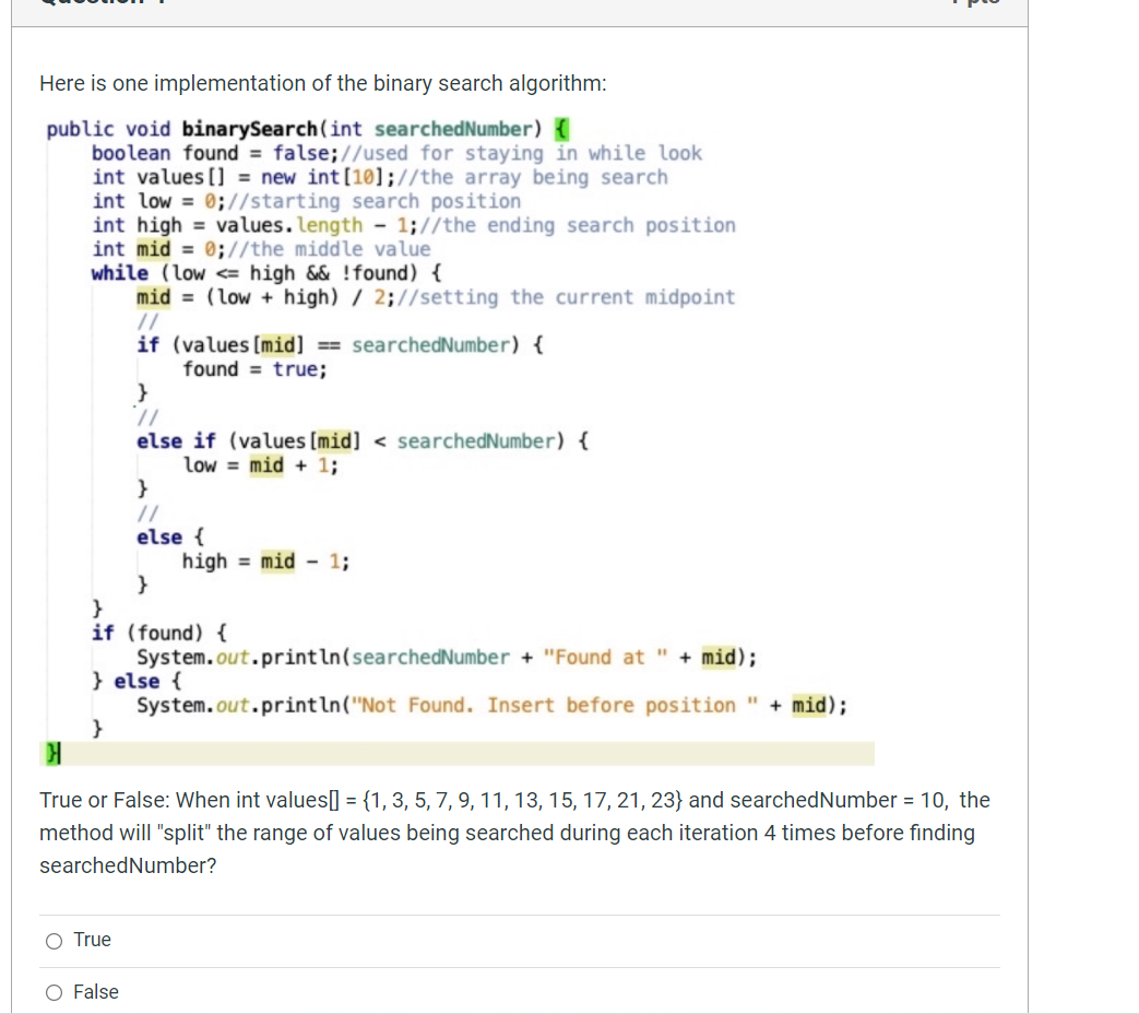 Solved Question 3 1 pts Here is one implementation of the | Chegg.com