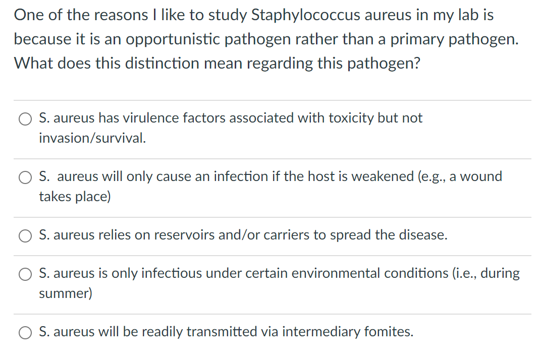 Solved One of the reasons I like to study Staphylococcus | Chegg.com