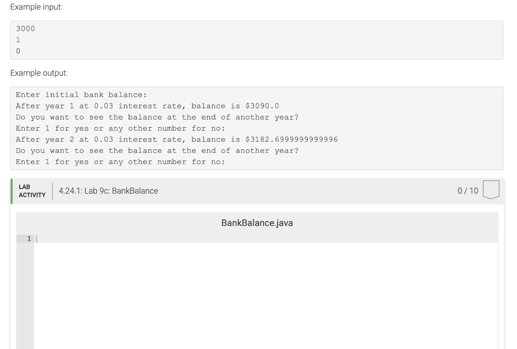 Solved 4.24 Lab 9c: BankBalance Introduction For this lab, | Chegg.com
