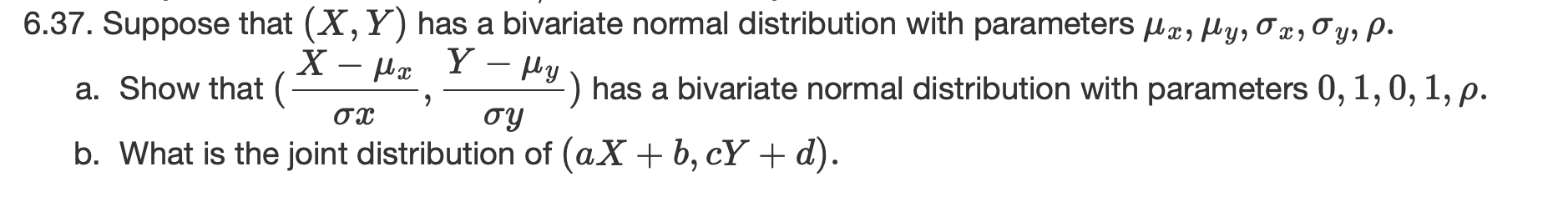 6.37. Suppose that (X,Y) has a bivariate normal | Chegg.com