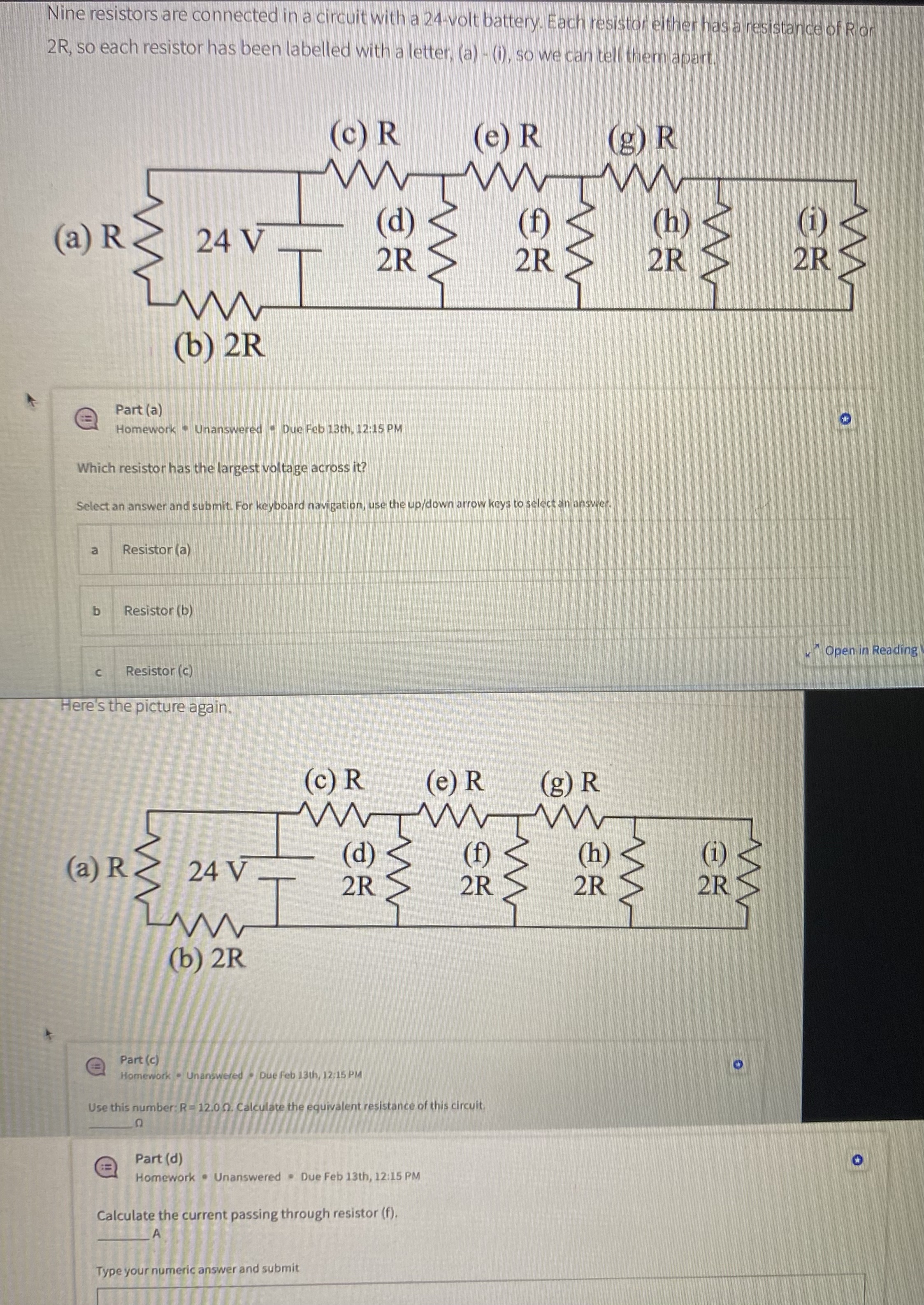 Solved parts a, ﻿c and d - ﻿nine resistors | Chegg.com