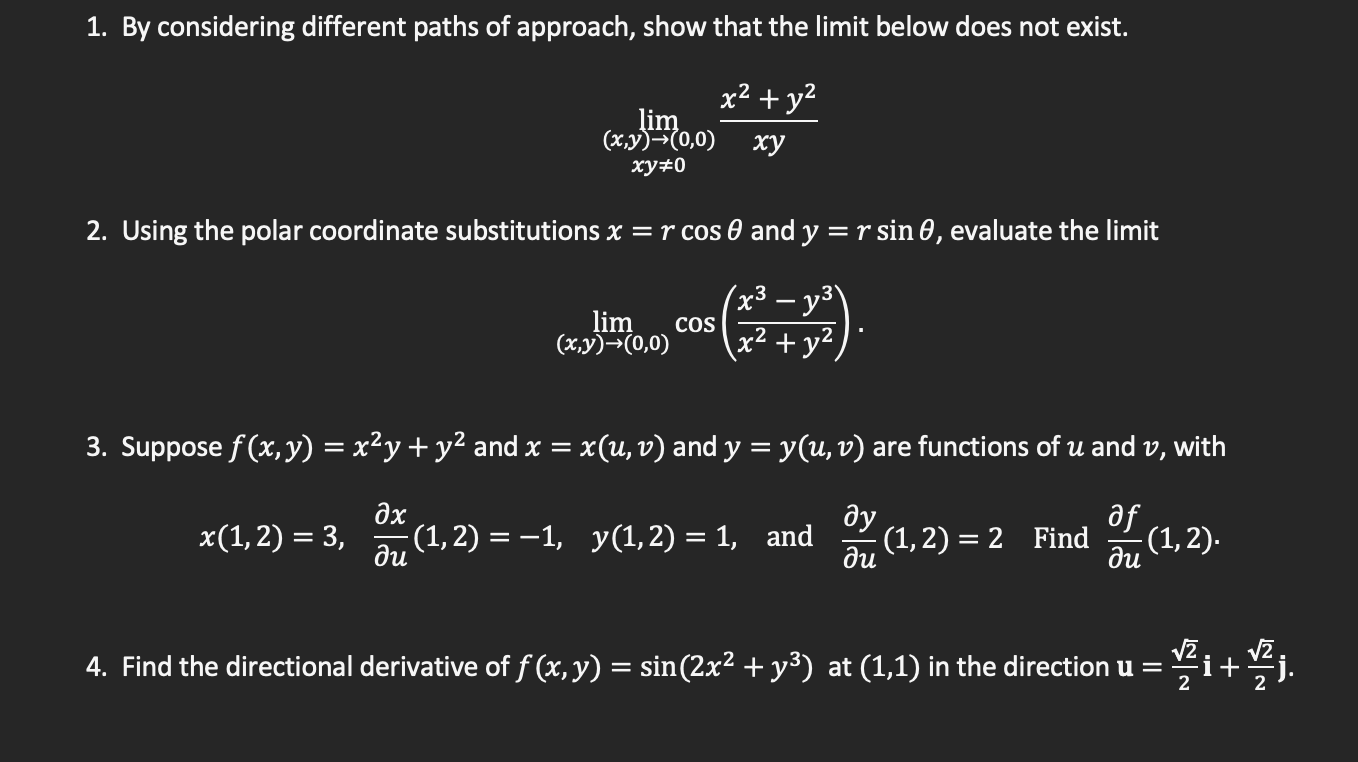 Solved 1. By considering different paths of approach, show | Chegg.com