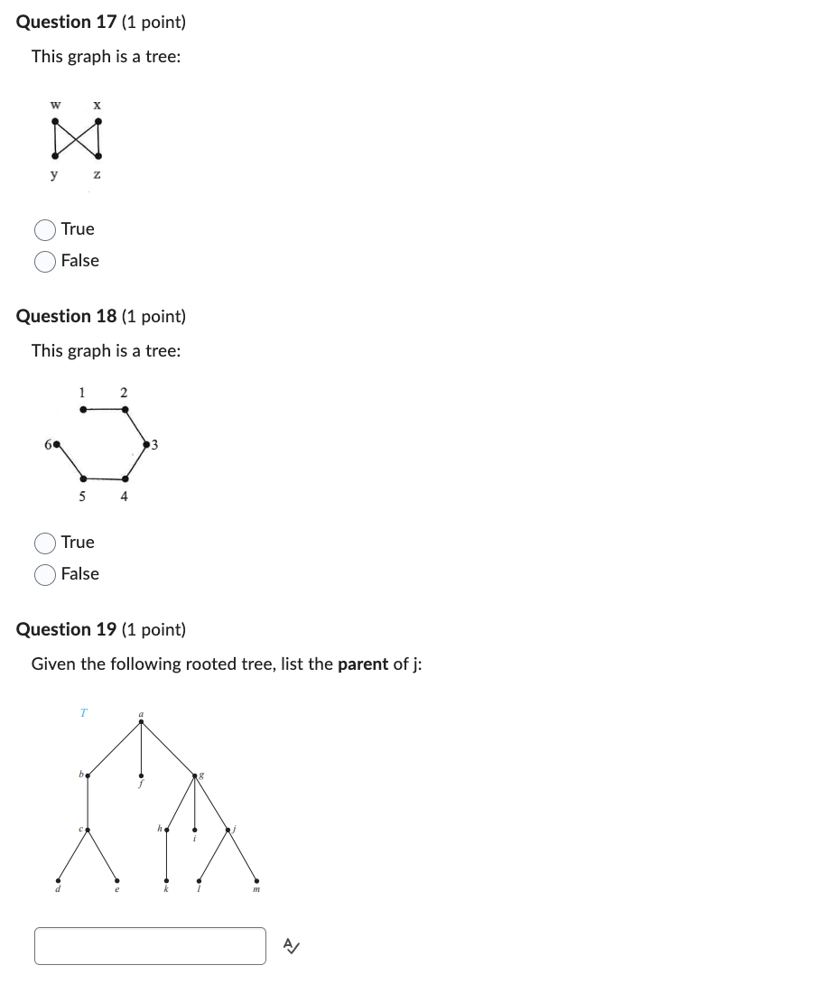 Solved This graph is a tree: True False Question 18 (1 | Chegg.com