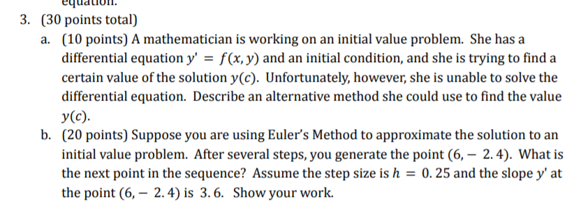 Solved 3. (30 points total) a. (10 points) A mathematician | Chegg.com