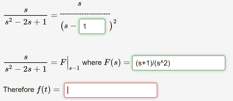 Solved s2- 2s 1 --Fİ . Where F(s)-| (s+1)/(s12) s2-2s 1 | Chegg.com