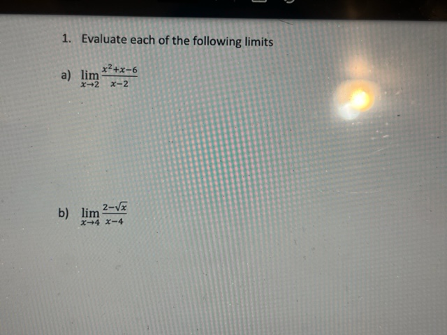 Solved 1. Evaluate each of the following limits a) | Chegg.com
