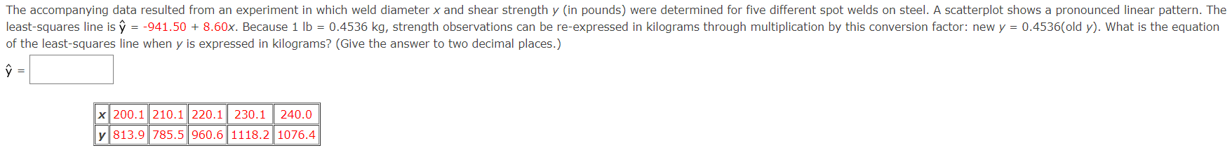 Solved The accompanying data resulted from an experiment in | Chegg.com