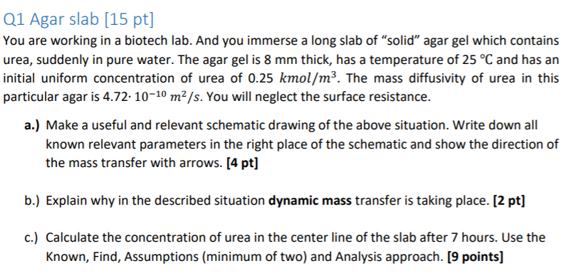 Solved Q1 Agar slab (15 pt] You are working in a biotech | Chegg.com