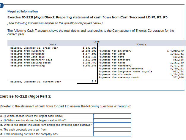 Solved Required Information Exerclse 16-22B (Algo) Dlrect: | Chegg.com
