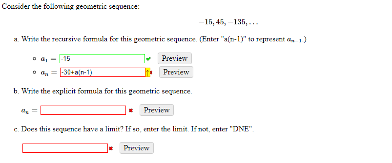 Solved Consider the following geometric sequence: -15, 45, | Chegg.com
