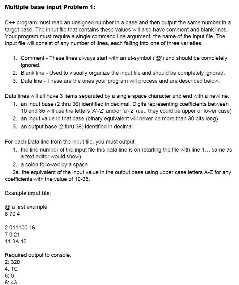 Solved C Program Must Read An Unsigned Number In A Base 2704