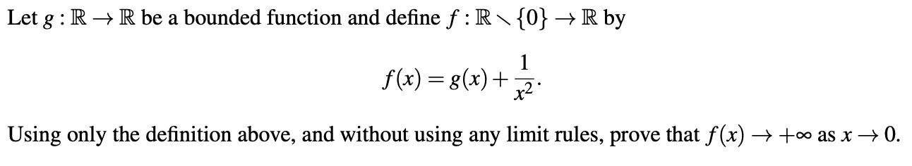 Solved Let g: R+R be a bounded function and define f: R_{0} | Chegg.com