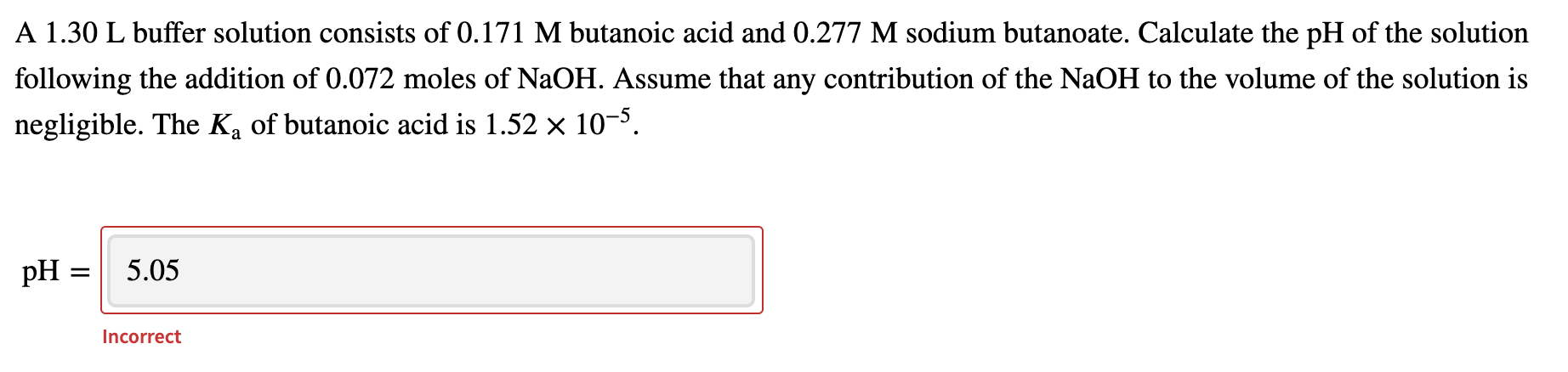 Solved A 1.30 L buffer solution consists of 0.171 M butanoic | Chegg.com