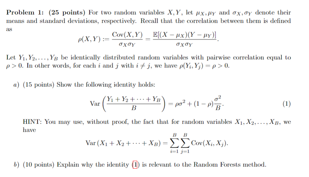 Solved Problem 1: (25 ﻿points) ﻿For two random variables | Chegg.com