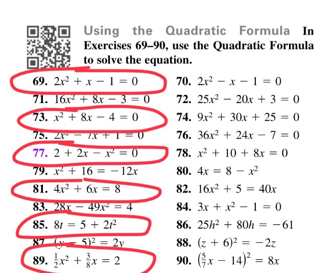 Solved Using the Quadratic Formula In Exercises 69-90, use | Chegg.com