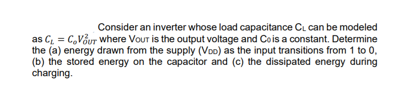 Solved Consider an inverter whose load capacitance CL can be | Chegg.com