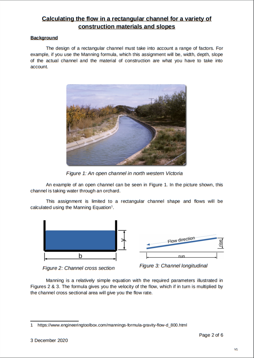 Calculating the flow in a rectangular channel for a | Chegg.com