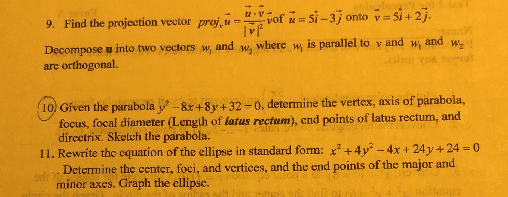 Solved 9. Find the projection vector proj,u = 4. vof u=5i – | Chegg.com