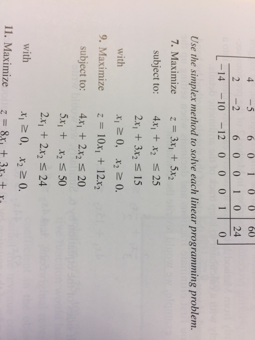 Solved 4 -5 6 0 1 0 60 2 2 6 0 0 1 0 24 -14-10-12 0 0 0 110」 | Chegg.com