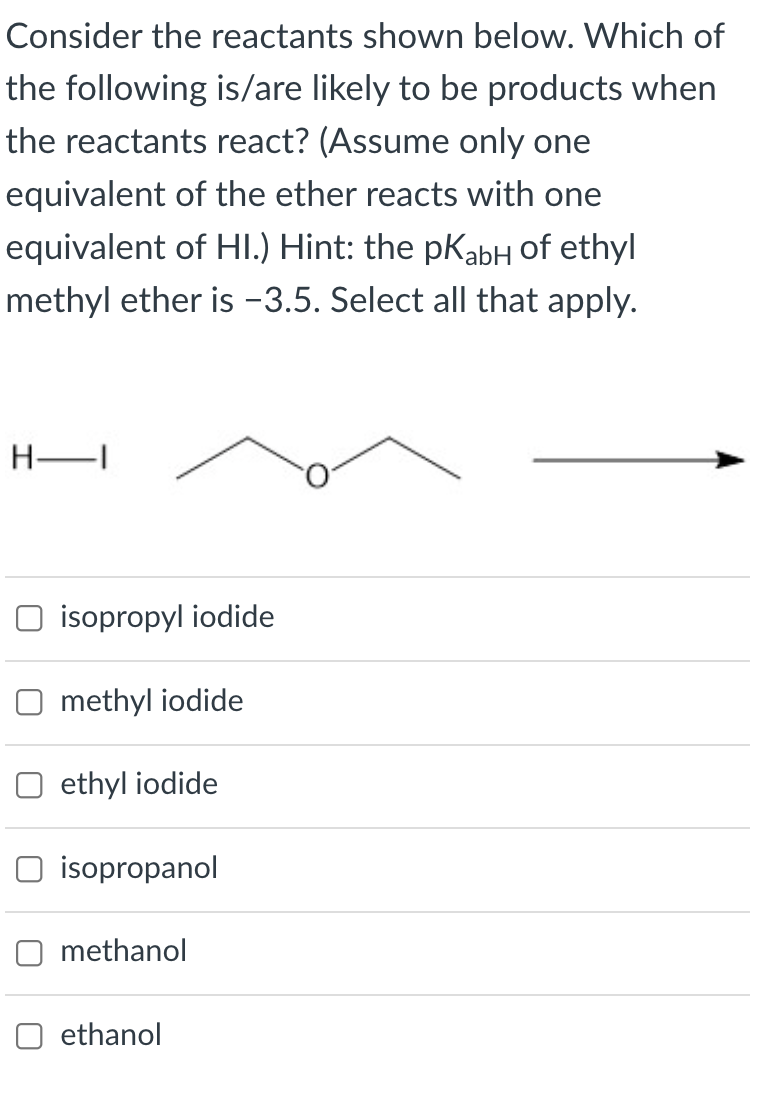 Solved Consider the reactants shown below. Which of the | Chegg.com