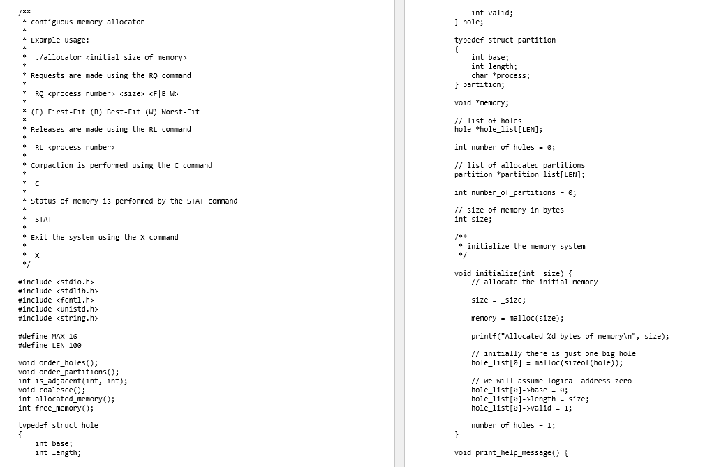 Solved The folder (Q1) contains a C program (allocator.c) | Chegg.com