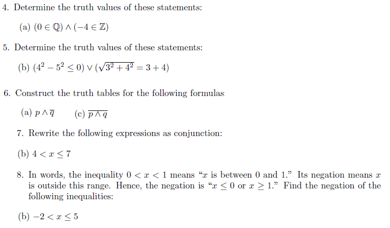 Solved 4. Determine the truth values of these statements: | Chegg.com