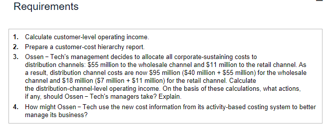 Solved Requirement 1. Calculate customer-level operating | Chegg.com