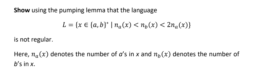 Solved Show using the pumping lemma that this language is | Chegg.com