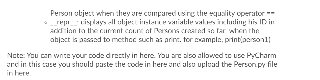 Solved Person object when they are compared using the | Chegg.com