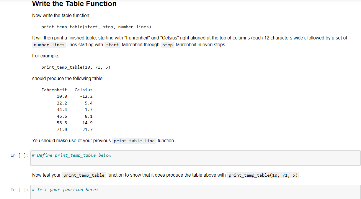 Solved Write the Table Function Now write the table | Chegg.com