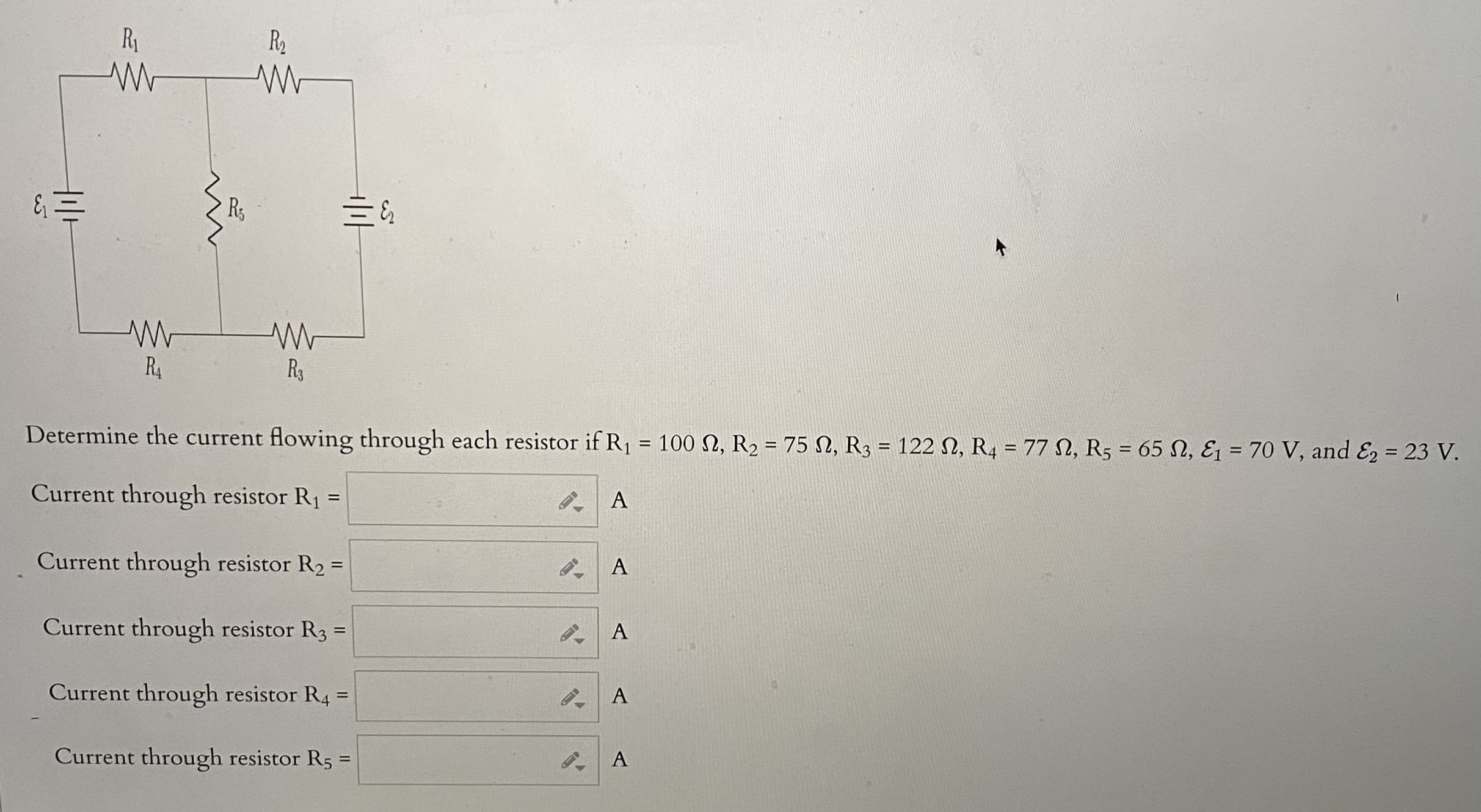Solved Determine The Current Flowing Through Each Resistor