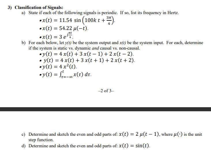 Solved Classification of Signals: a) State if each of the | Chegg.com