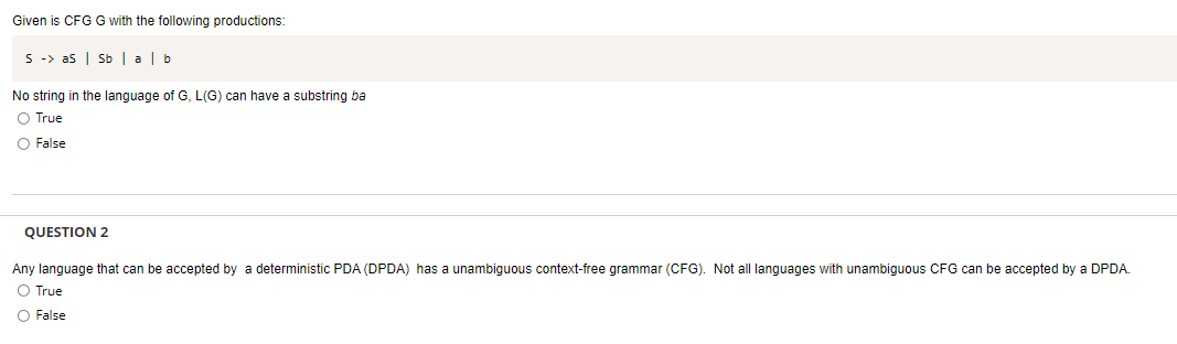Solved Given is CFG G with the following productions: 5 -> | Chegg.com