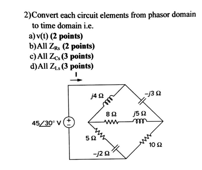 Solved Convert each circuit elements from phasor domain to | Chegg.com
