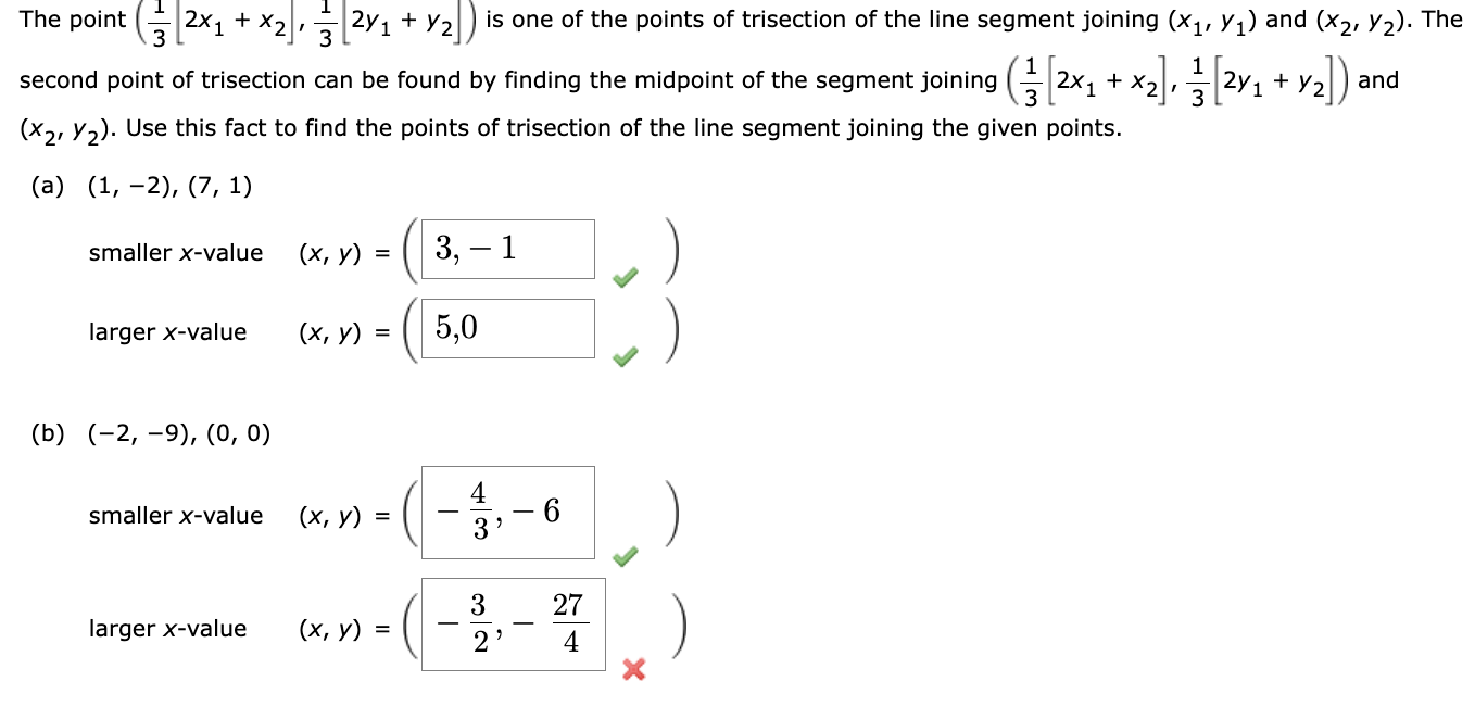 Solved The point (31[2x1+x2],31[2y1+y2]) is one of the | Chegg.com