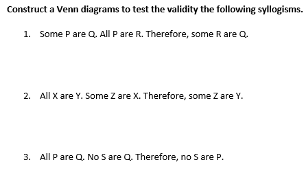 Solved Construct a Venn diagrams to test the validity the | Chegg.com