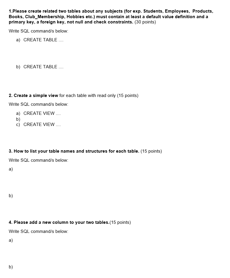 1.Please create related two tables about any subjects | Chegg.com