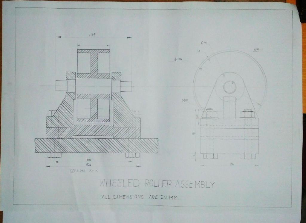 Solved 108 DO 104 MID NO 134 SECTION WHEELED ROLLER ASSEMBLY | Chegg.com