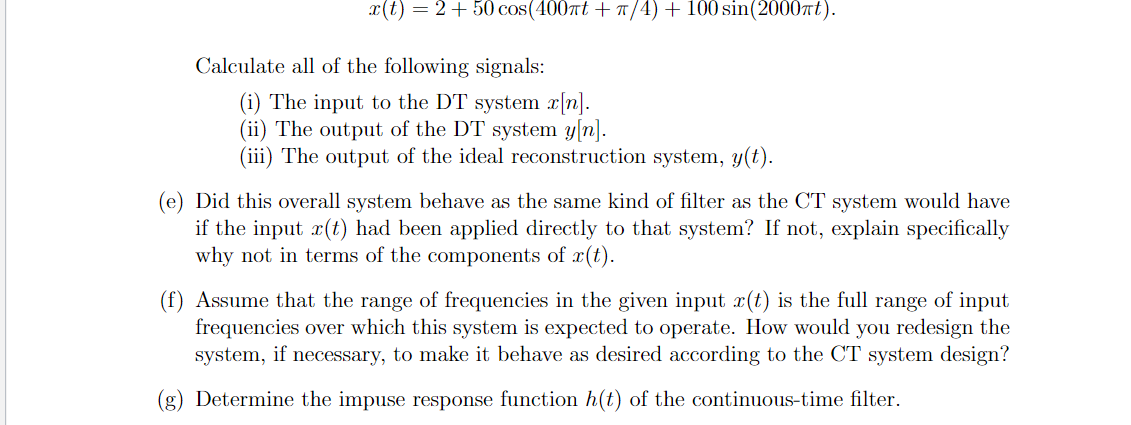 Problem 1 An Analog Continuous Time Ct Signal R T