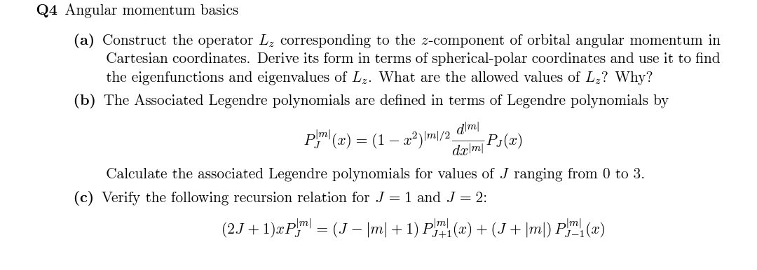 Solved Q4 ﻿Angular momentum basics(a) ﻿Construct the | Chegg.com
