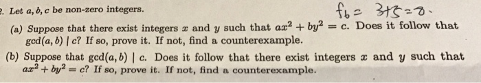 Solved . Let a, b,c be non-zero integers. (a) Suppose that | Chegg.com